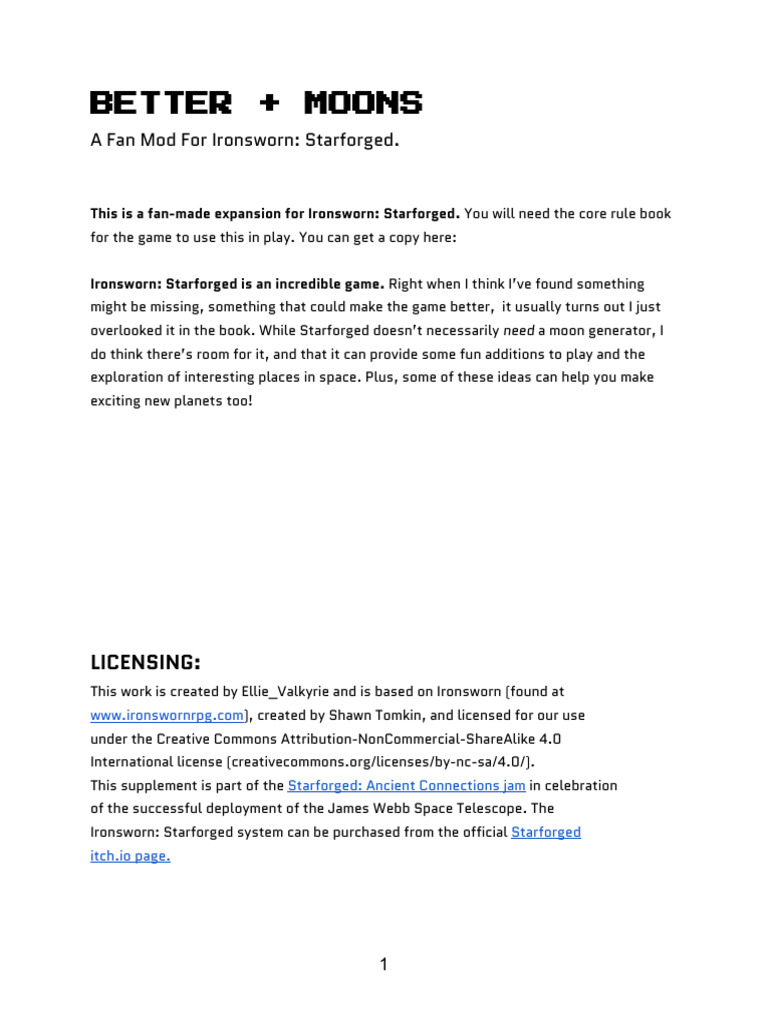 Starforged - Better + Moons Print Friendly | PDF | Natural Satellite | Moon