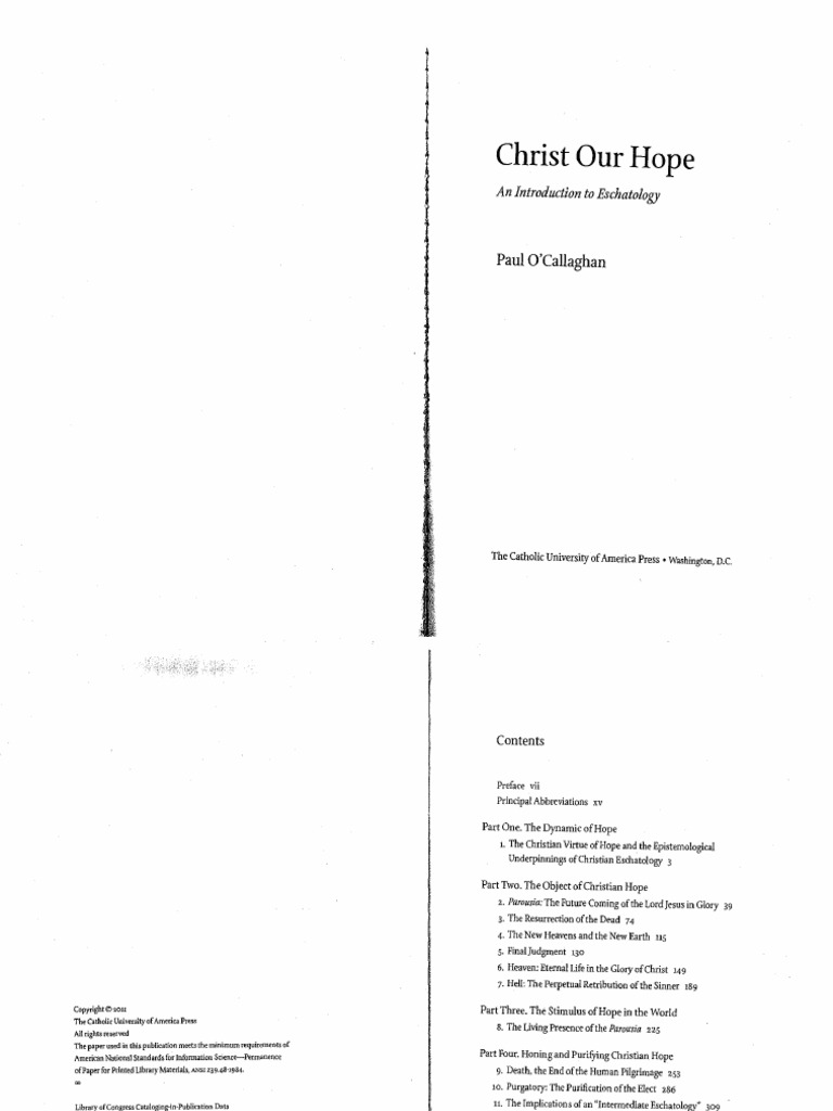 Paul O'Callaghan - Christ Our Hope - An Introduction To Eschatology ...