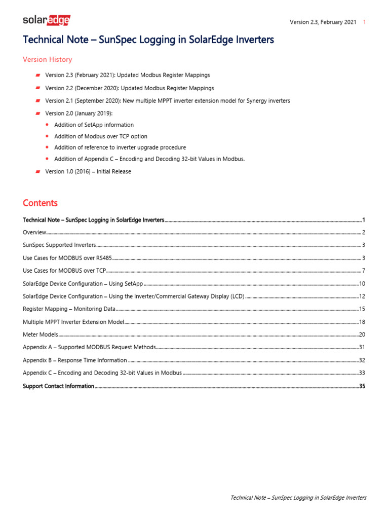 Sunspec Implementation Technical Note | PDF | Ip Address | Ac Power