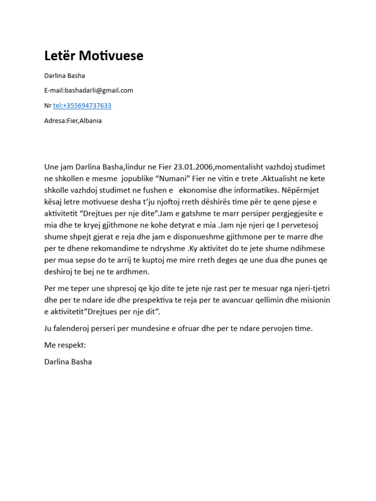 Letër Motivuese | PDF