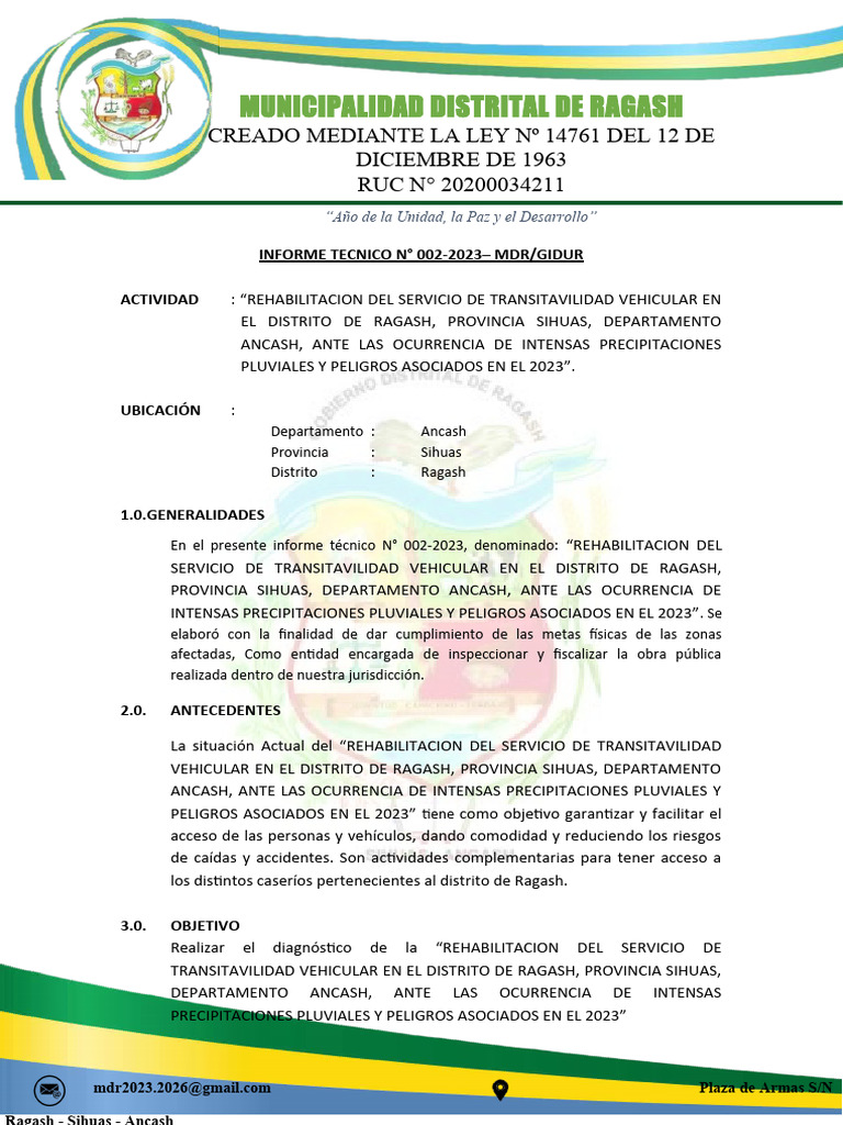 Rehabilitación Vial en Ragash 2023 | PDF | Ciencias de la Tierra ...