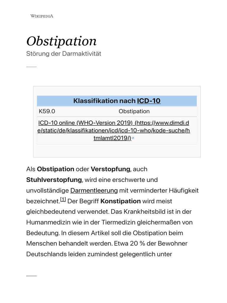 Obstipation - Wikipedia | PDF