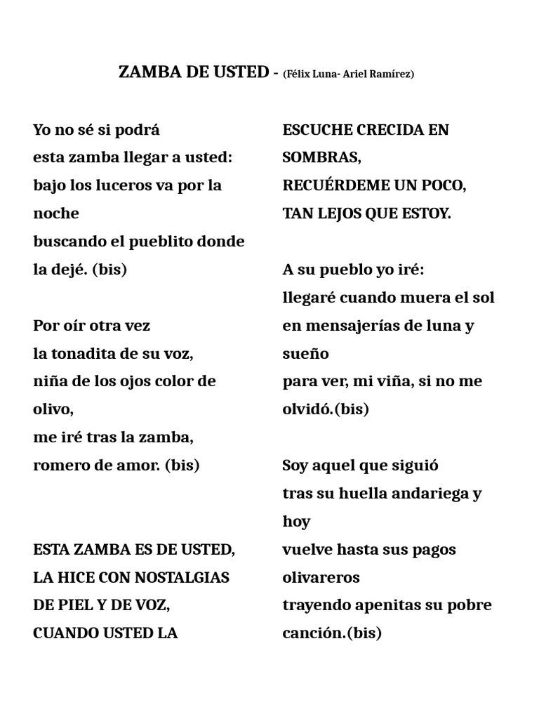 Zamba de Usted | PDF