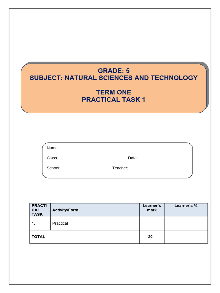 2023 Examplar NST - GRADE - 5 - PRACTICAL - TERM - 1 | PDF | Learning | Skeleton