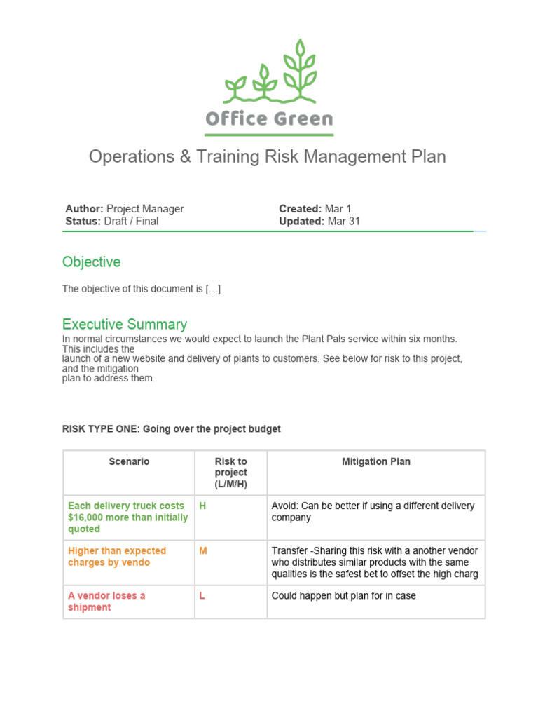 Activity Template - Risk Management Plan | Download Free PDF | Risk ...