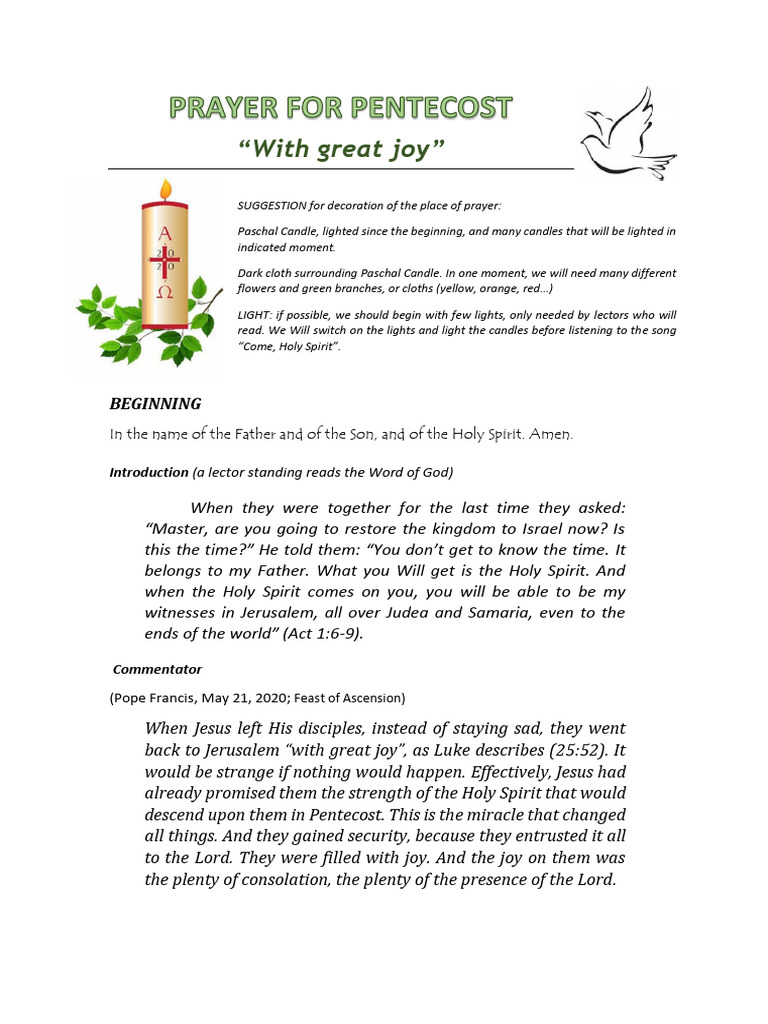 Prayer Pentecost 2020 | Download Free PDF | Jesus | Pentecost
