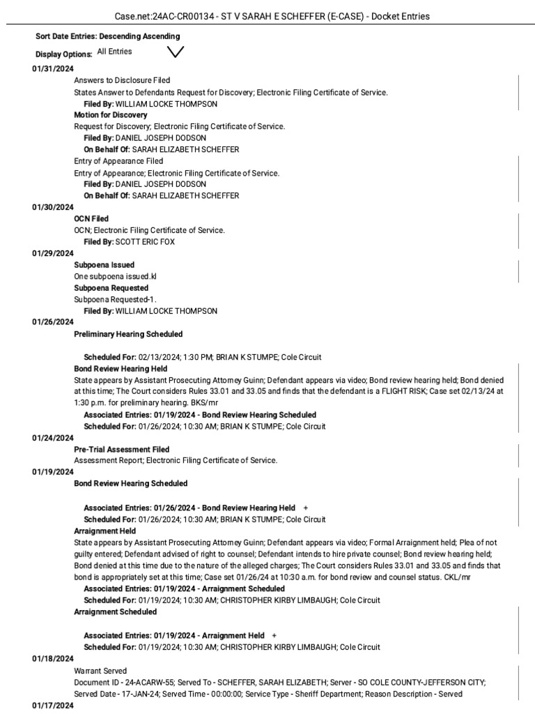 000 CCS Sarah-E-Scheffer Mo PDF | PDF | Discovery (Law) | Arraignment