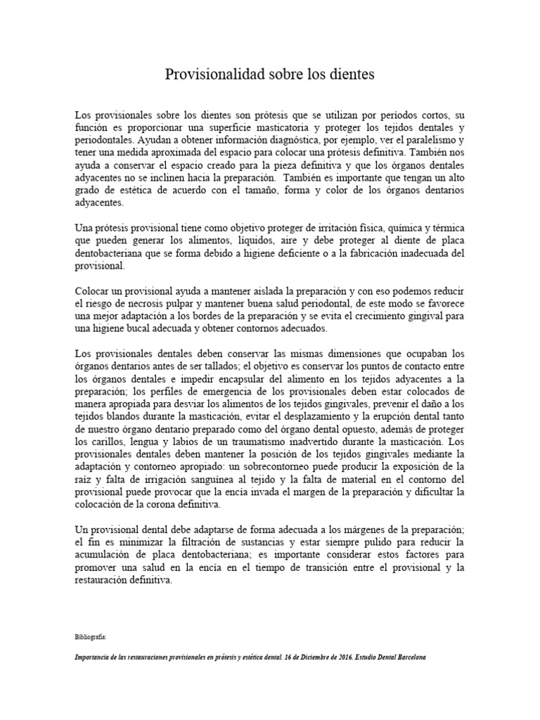 Provisionalidad sobre los dientes | PDF | Dentadura postiza | Diente