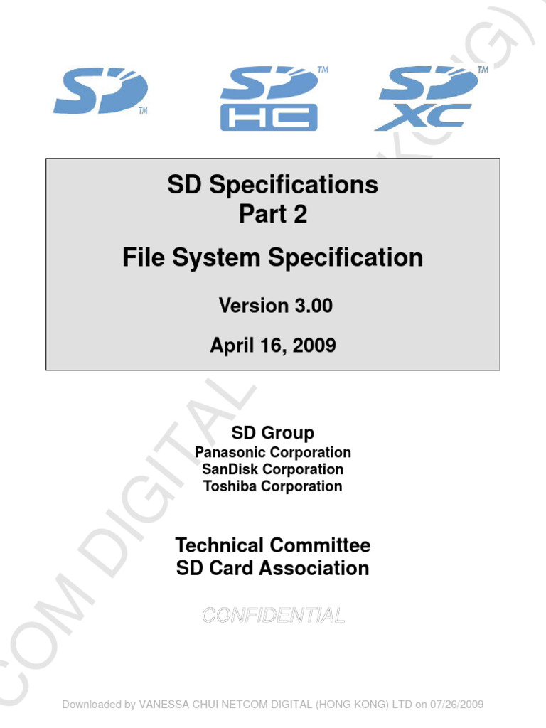 SD Group, SD Card Association - SD Specifications - Part 2 - File System Specification - Version ...