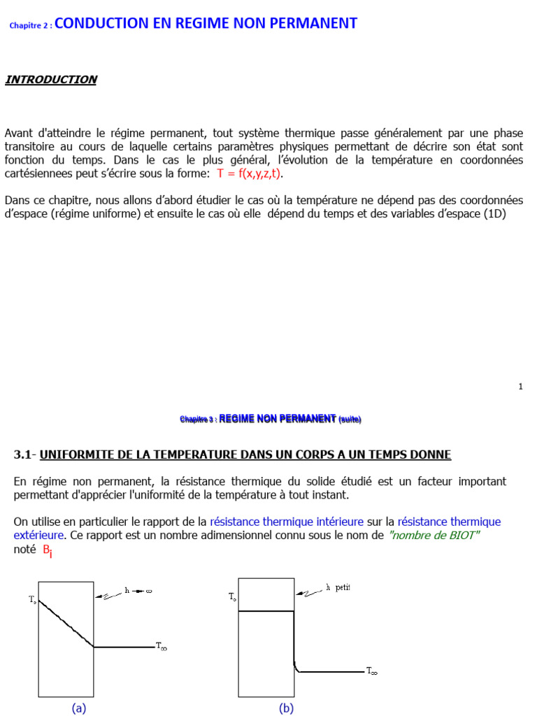 Conduction thermique en régime transitoire | PDF | Conduction thermique ...