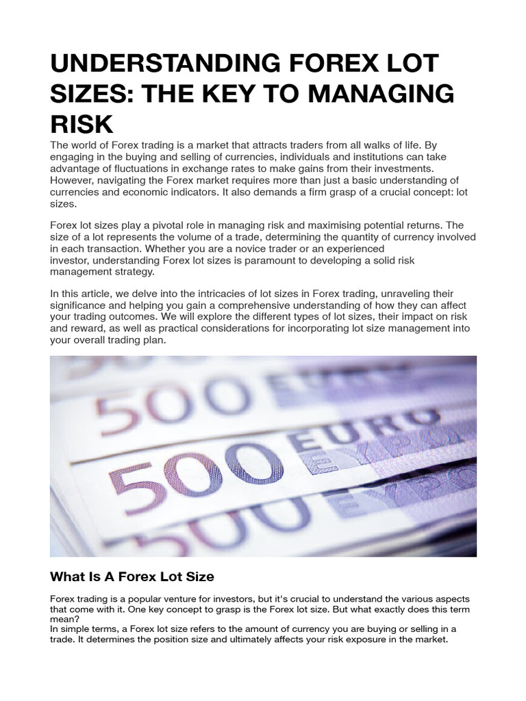 Understanding Forex Lot Sizes - The Key To Managing Risk | PDF ...
