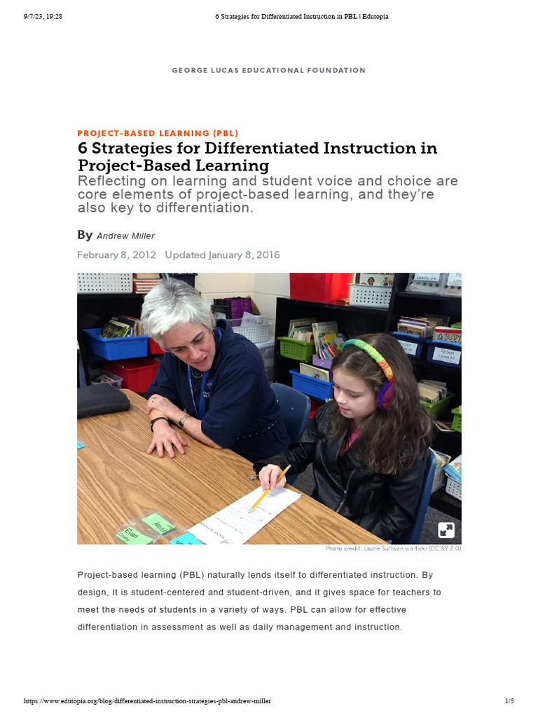 6 Strategies For Differentiated Instruction in PBL - Edutopia | PDF ...