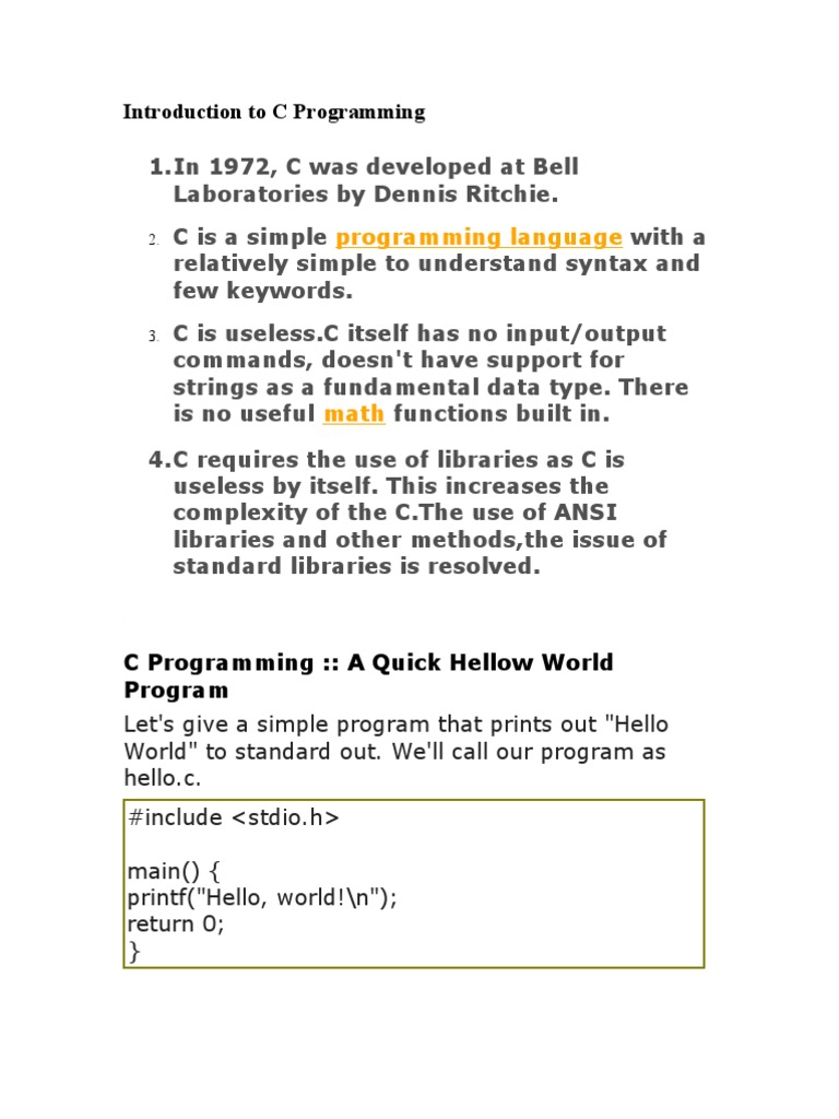 Introduction To C Programming Pdf C Programming Language Pointer Computer Programming