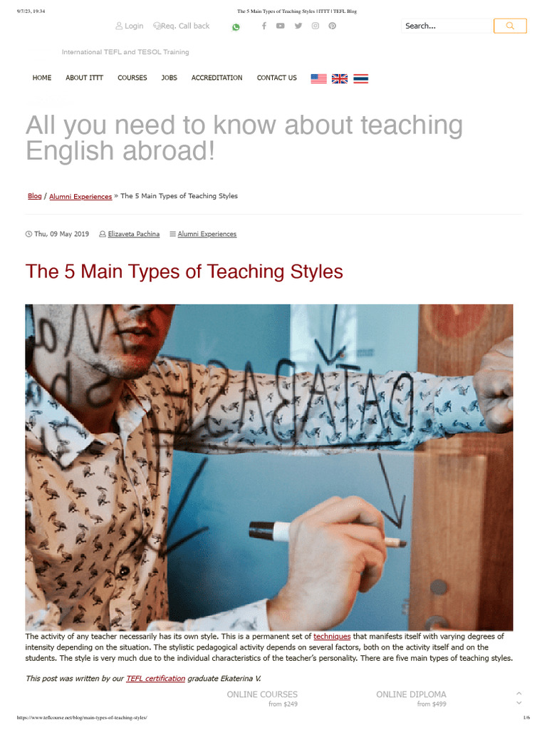 The 5 Main Types of Teaching Styles - ITTT - TEFL Blog | PDF | English ...