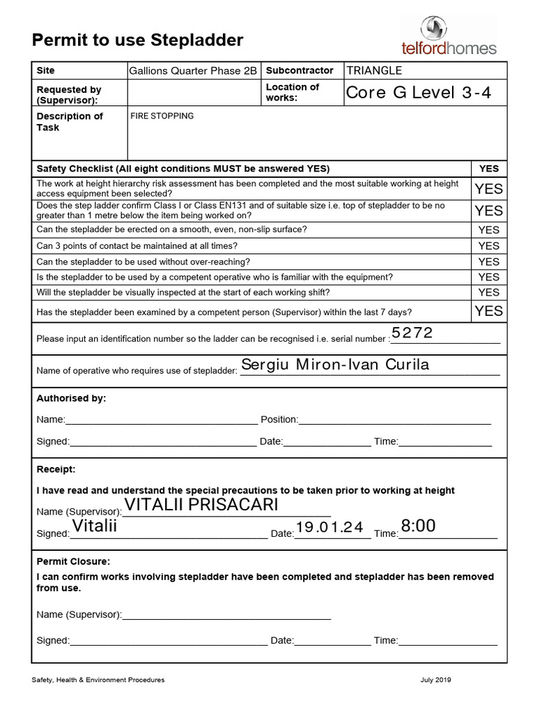 Permit To Use Step-Ladder | PDF | Ladder | Safety