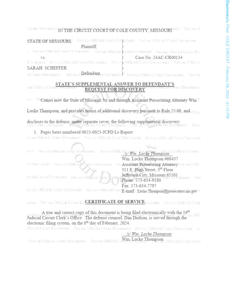 Missouri State's Supplemental Discovery Response | PDF | Discovery (Law ...