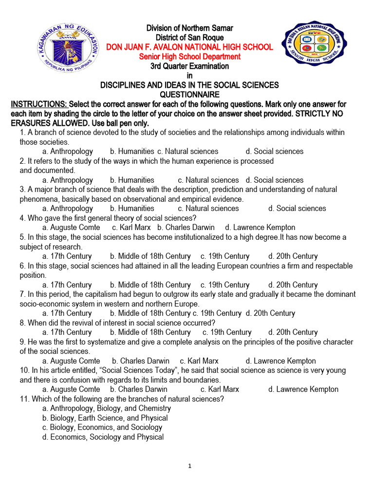 4TH Quarter Examination in Diss | PDF | Social Sciences | Science