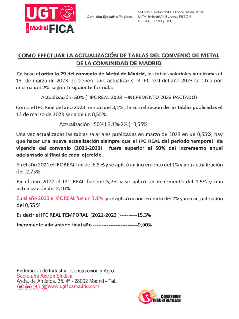 Actualización Tablas Metal IPC | PDF