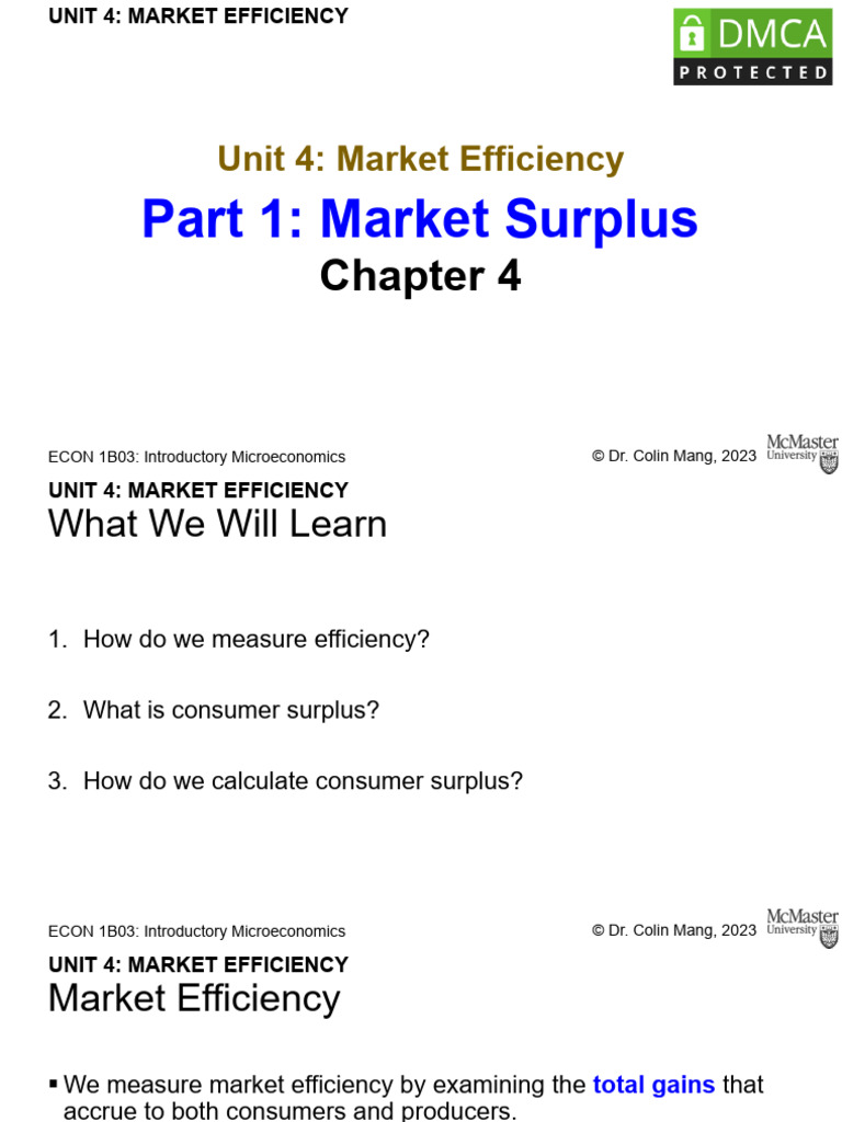 Unit 4 Market Efficiency | PDF | Economic Surplus | Taxes
