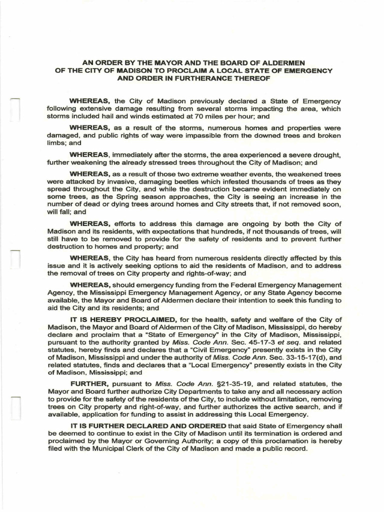 Madison Declares Local Emergency | PDF | State Of Emergency | Storms