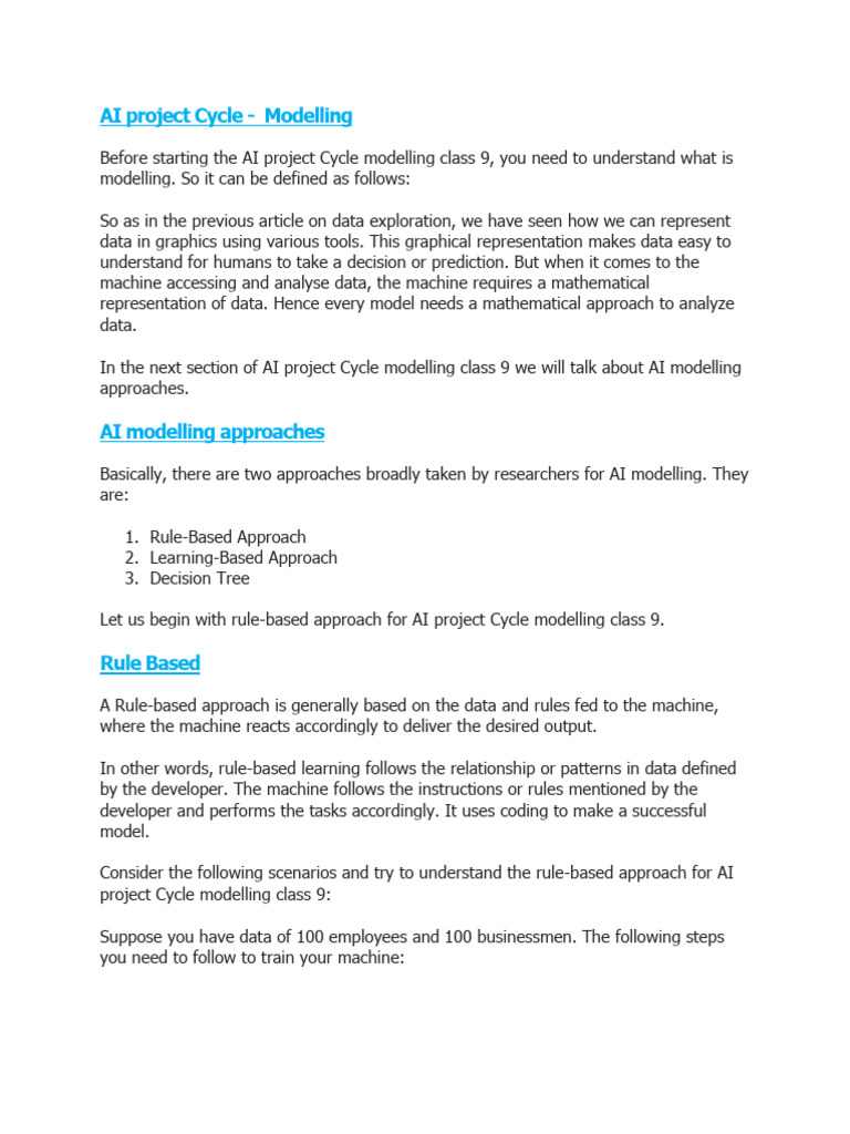 AI Project Cycle - Modeling | PDF | Artificial Intelligence ... AI Project Cycle - Modeling | PDF | Artificial Intelligence ...