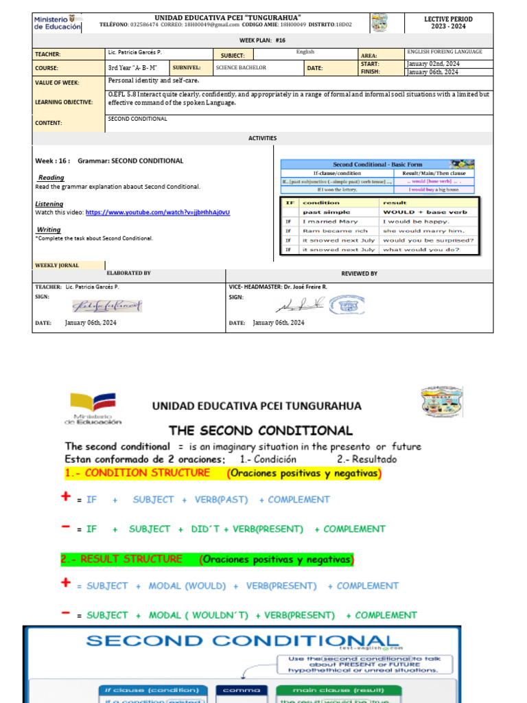 3rd Year Task #16 Second Conditional | PDF | English Language | Verb