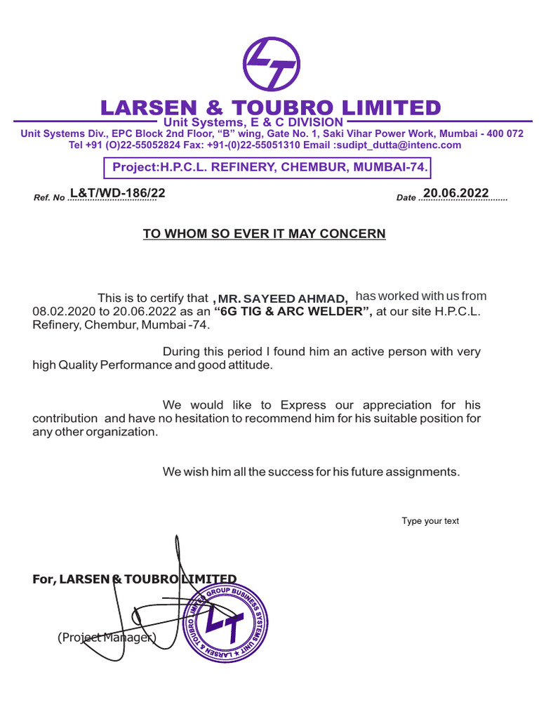 Larsen & Toubro Limited: Unit Systems, E & C DIVISION | PDF