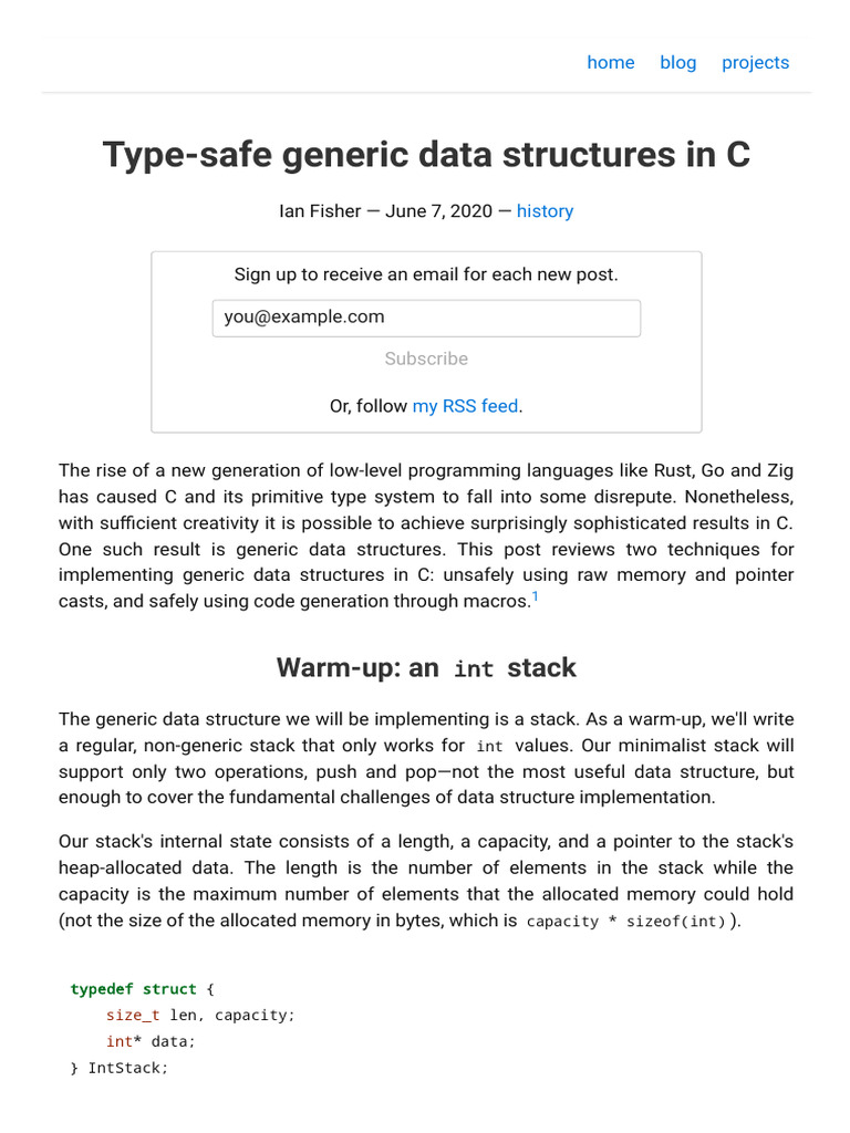Type-Safe Generic Data Structures in C | PDF | Pointer (Computer ... Type-Safe Generic Data Structures in C | PDF | Pointer (Computer ...