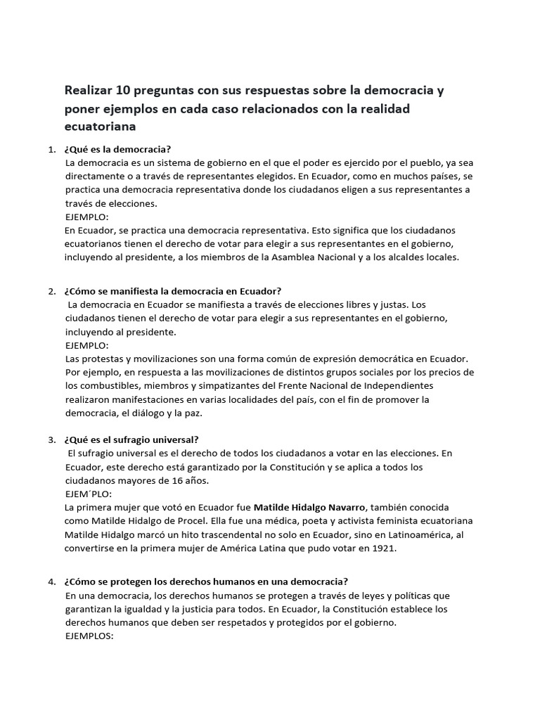 Preguntas Democracia | PDF | Democracia | Ideologías políticas