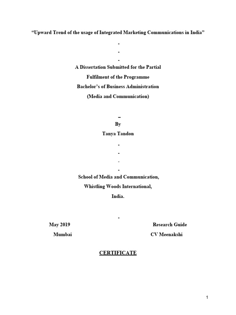 Dissertation Upward Trend Of The Usage Of Integrated Marketing
