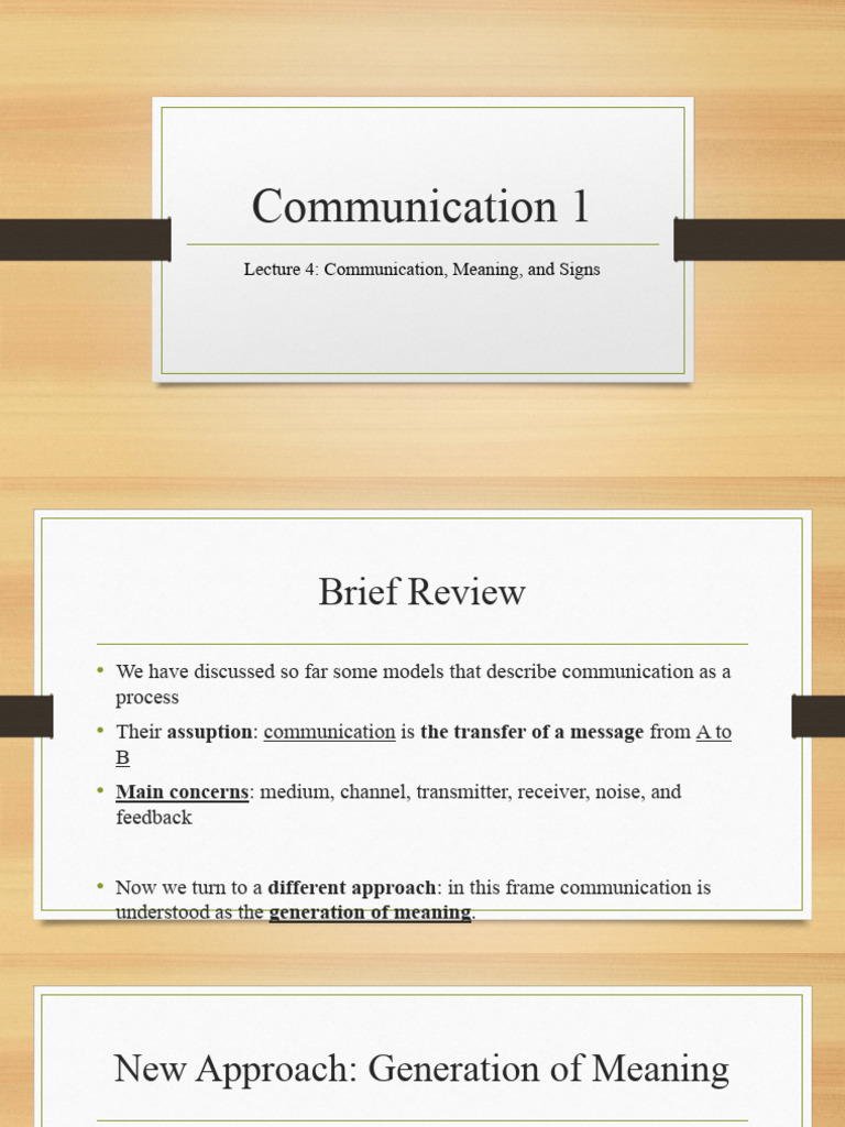 W 4 - Comm 1 - Communication, Meaning, and Signs 2 | PDF | Semiotics ...