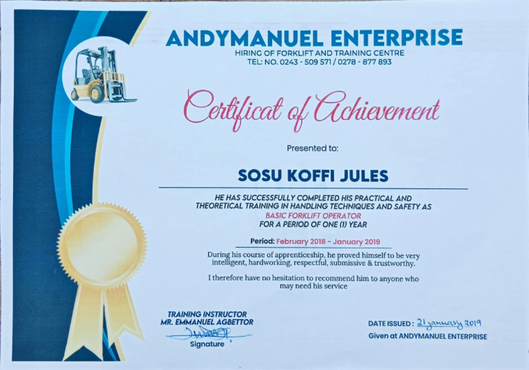 Certificat de Cariste | PDF