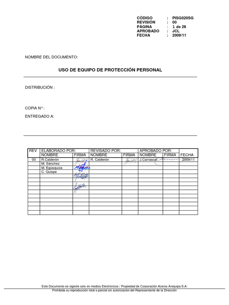 Uso de EPP | Descargar gratis PDF | Lentes | Higiene Ocupacional