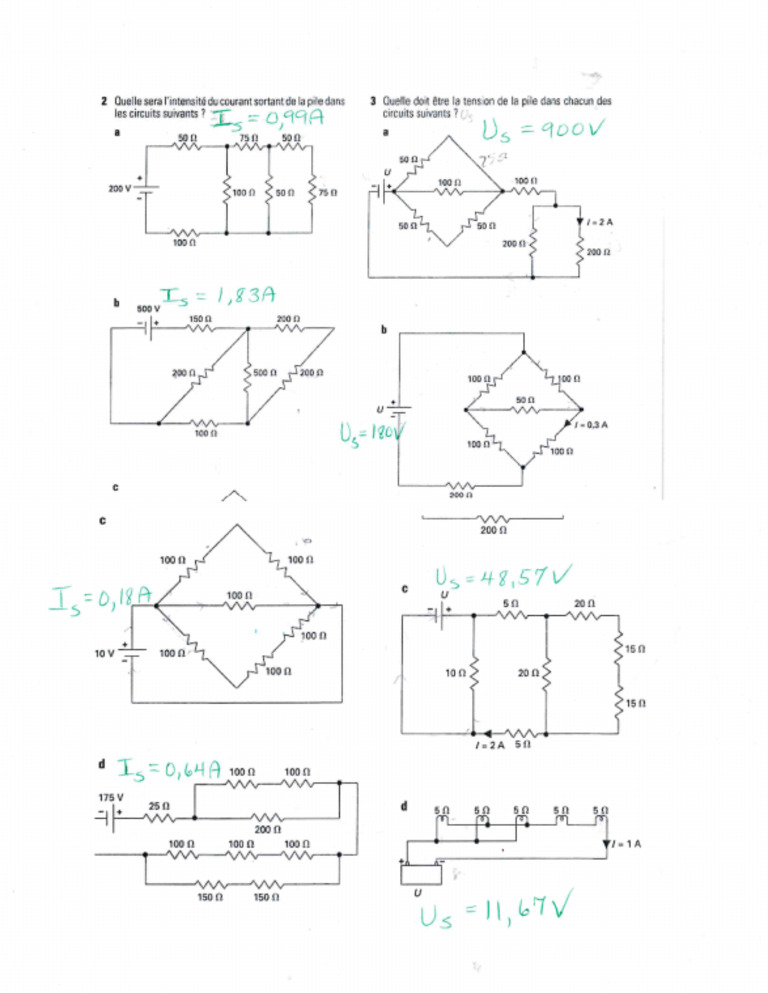 Exercices 4 Circuits Mixtes Corrigé (VF) | PDF