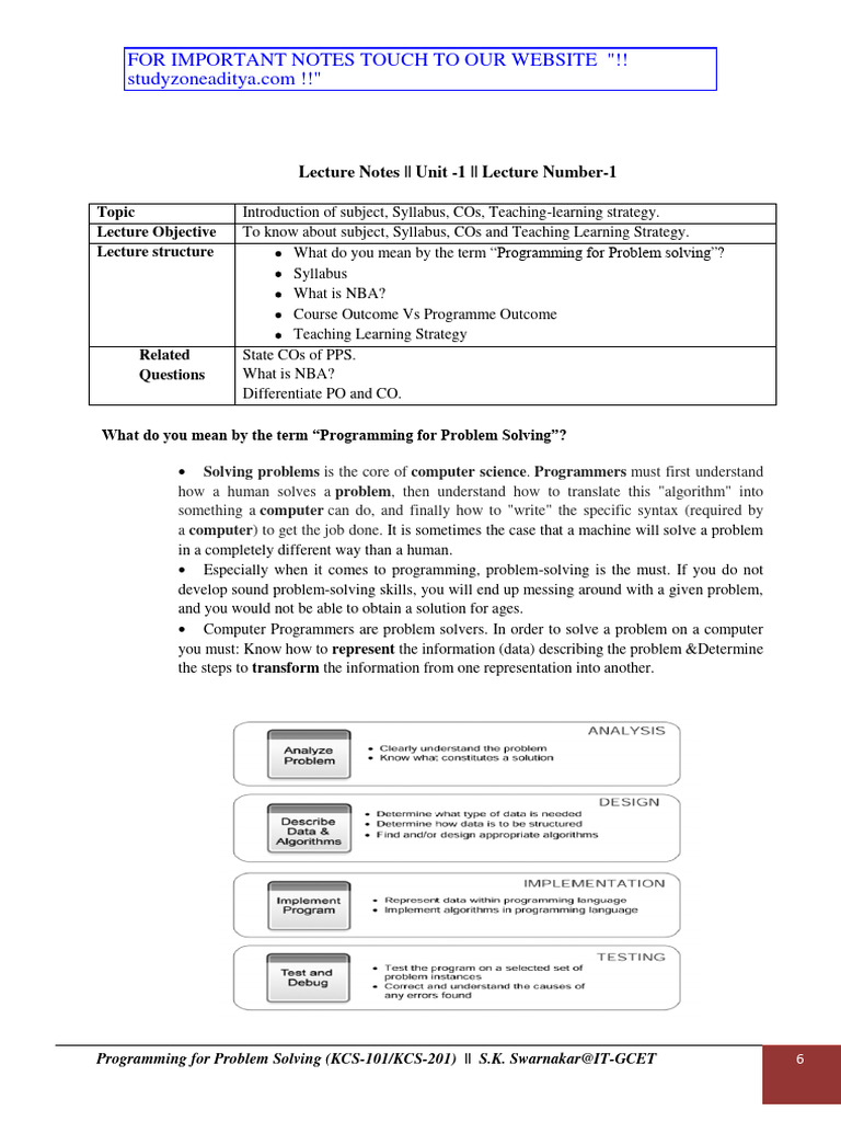 Programming For Problem Solving All Unit Notes | PDF | Computer Data ... Programming For Problem Solving All Unit Notes | PDF | Computer Data ...