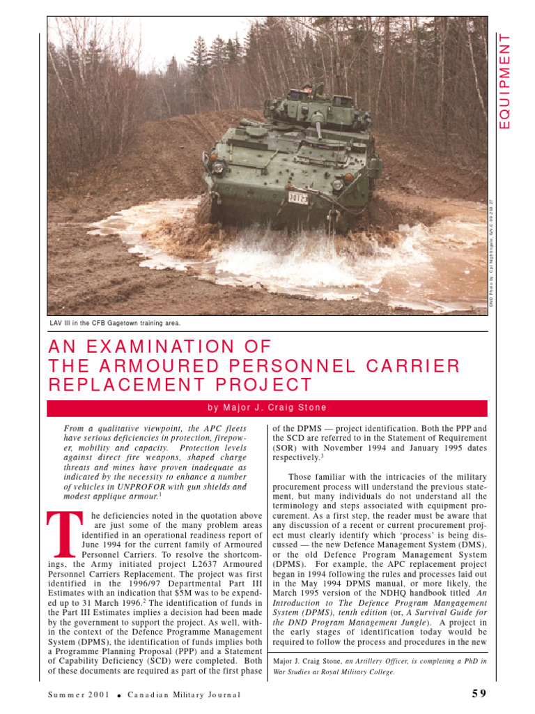 APC Replacement Project Overview | PDF | Military Science | Armoured ...