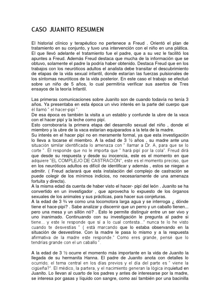 Resumen del Caso Juanito y Freud | PDF | Temor | Sicología