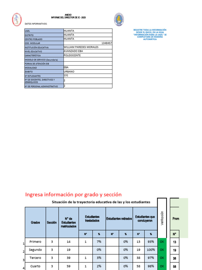 Informe Educativo IE William Paredes | PDF | Hogar, jardinería y bricolaje