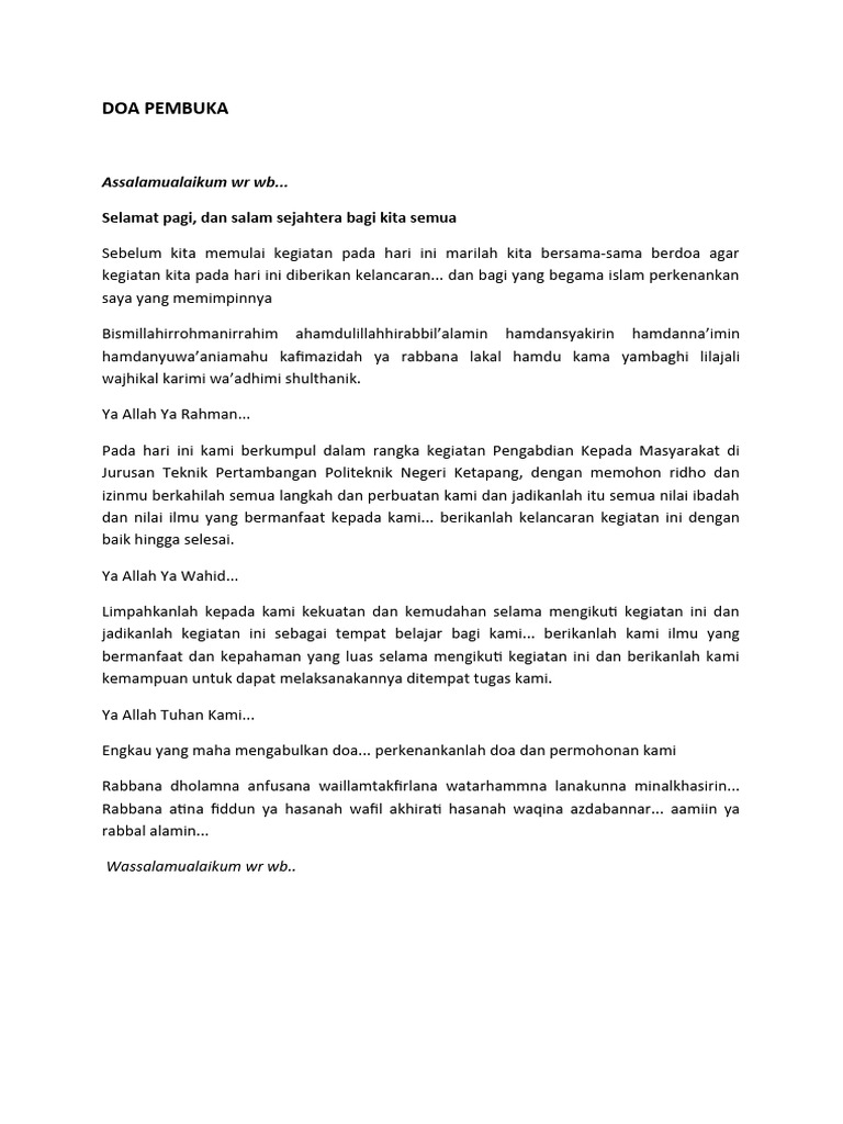 DOA PEMBUKA Dan PENUTUP | PDF | Agama & Spiritualitas