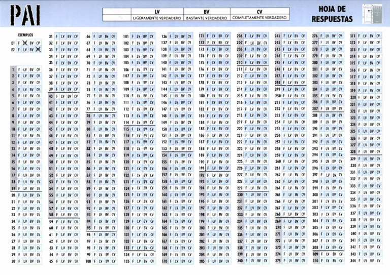 Pai Hoja de Respuestas | PDF