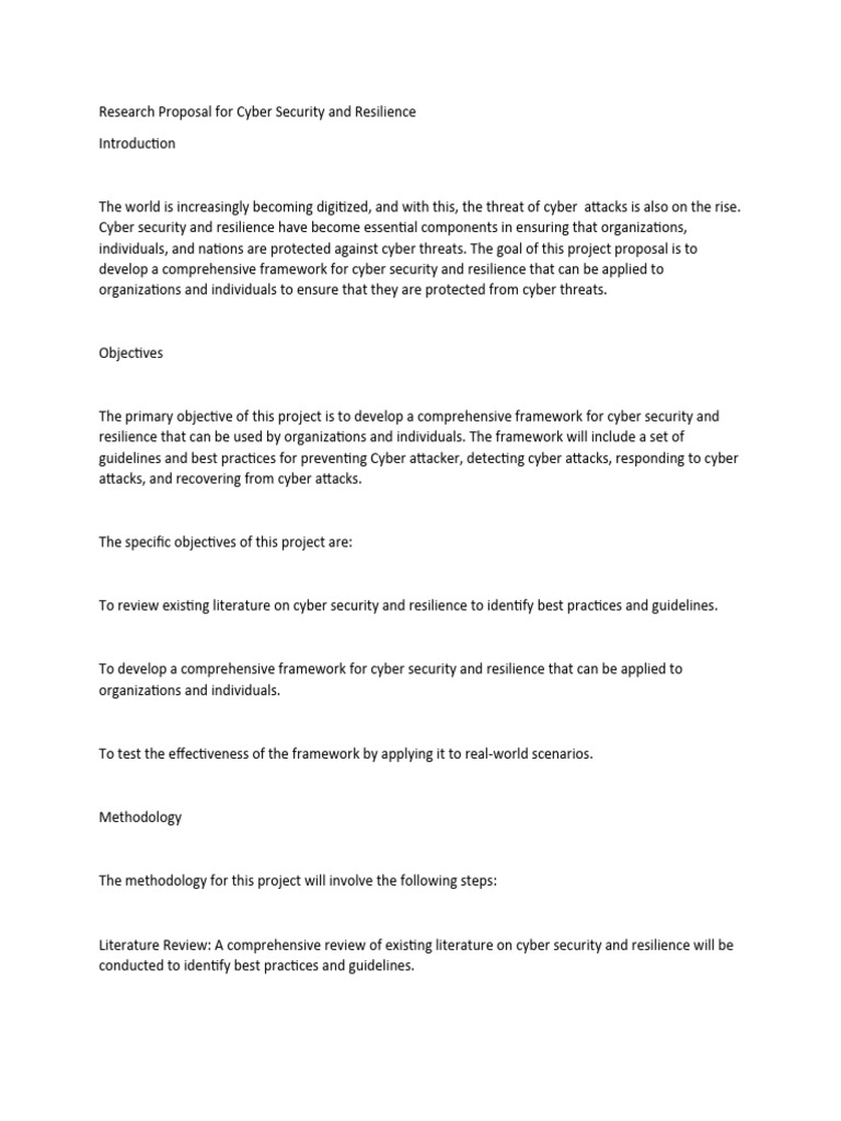 Research Proposal For Cyber Security and Resilience | Download Free PDF | Computer Security ...