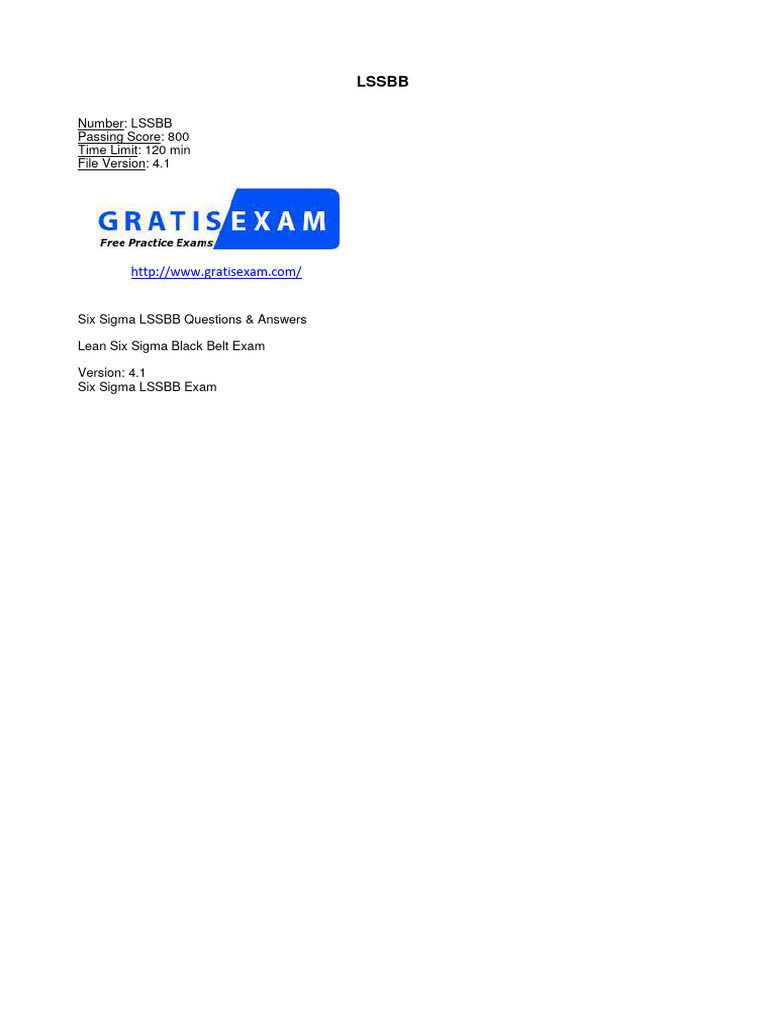 Six Sigma LSSBB Exam Questions & Answers | PDF | Errors And Residuals ...