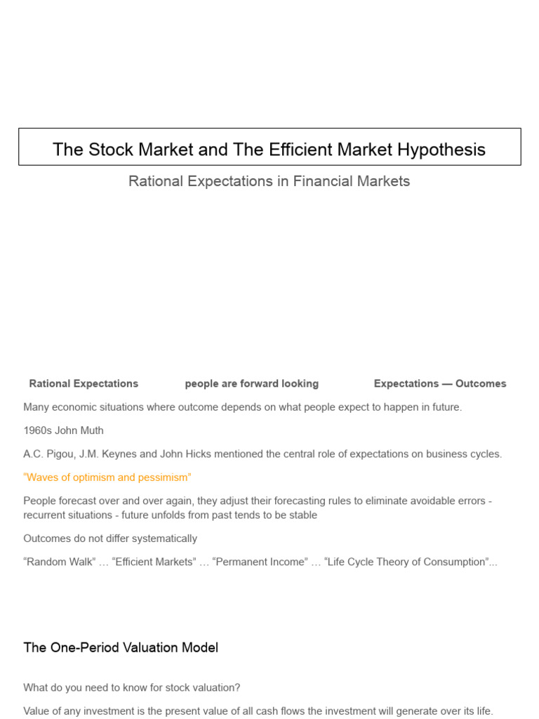 Ch7 Efficient Market Hypothesis Pdf Rational Expectations Income