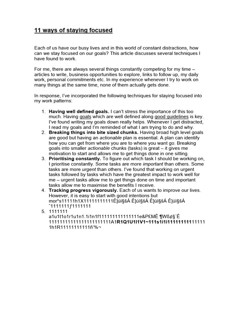 11 Ways of Staying Focused | PDF | Motivation | Motivational