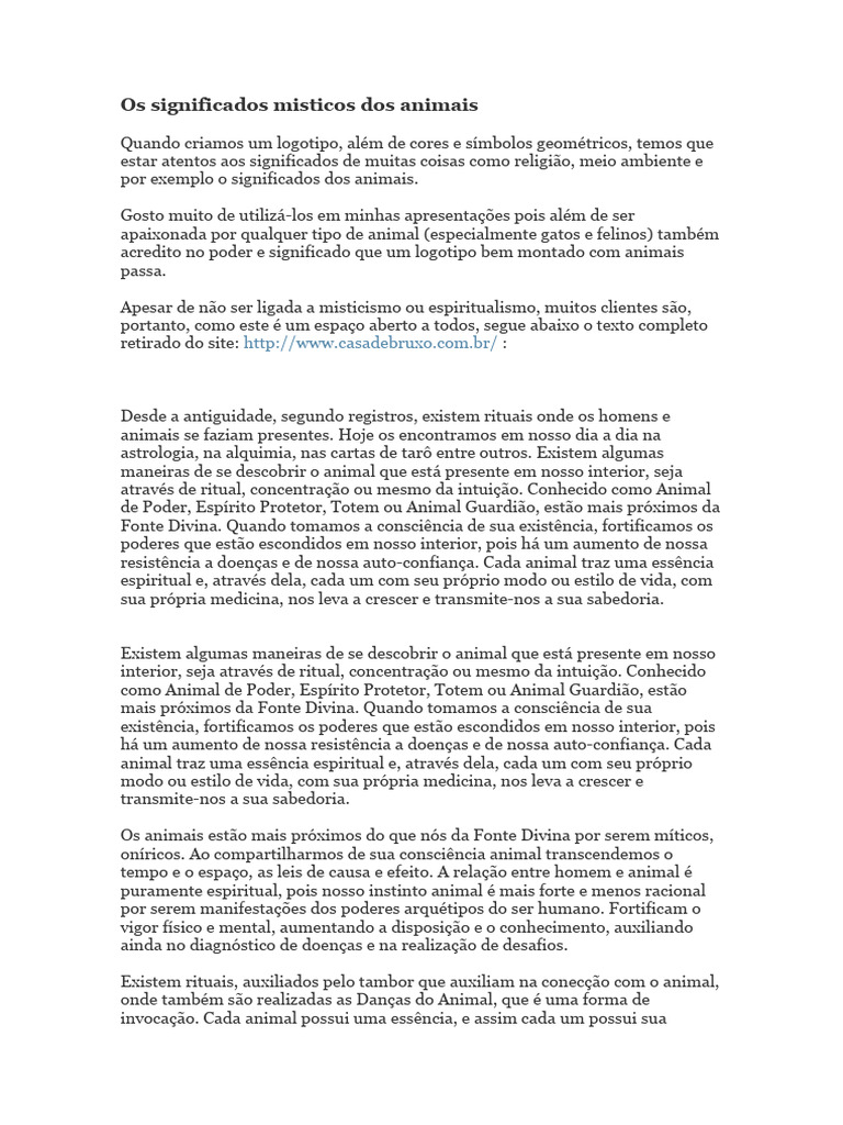 Os Significados Misticos Dos Animais | PDF | Misticismo | Sabedoria