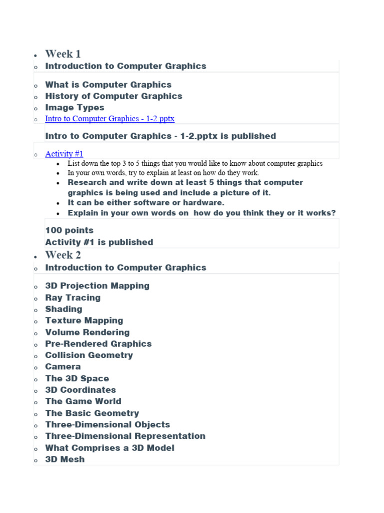 Topic Outline | PDF | Shader | 3 D Computer Graphics