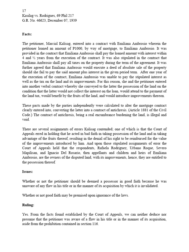 Kasilag v. Rodriguez: Good Faith Ruling | PDF | Mortgage Law | Property Law