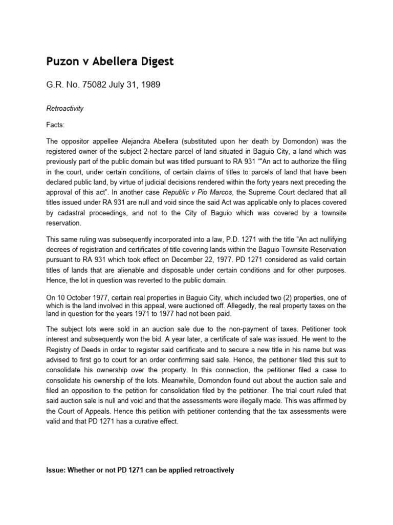 Retroactive Application of PD 1271 | PDF | Deed | Civil Law (Common Law)