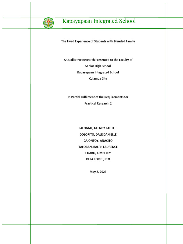 Practical Research | PDF | Family | Attachment Theory
