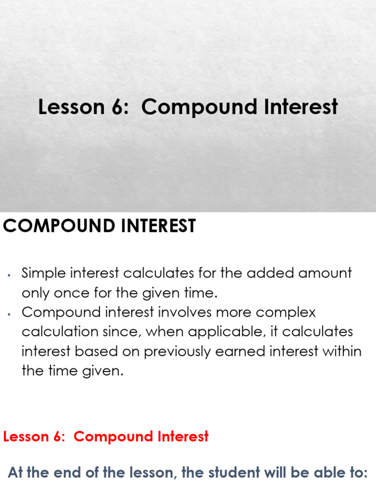 LESSON 6+ COMPOUND INTEREST Student | PDF | Compound Interest | Interest